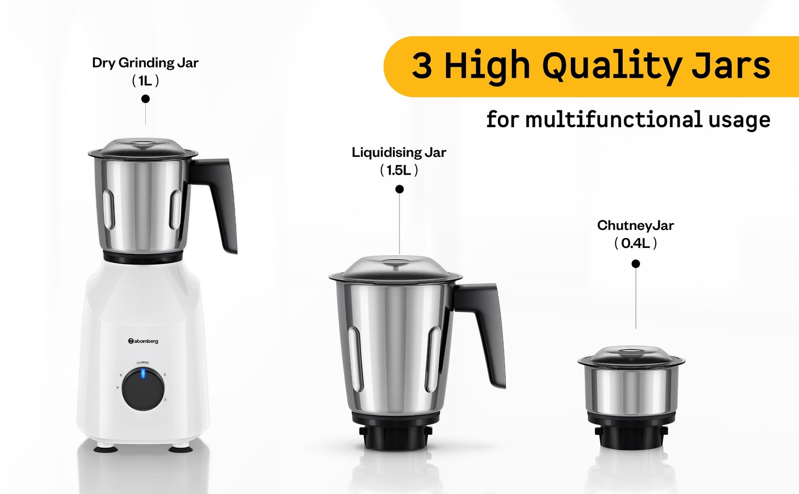Atomberg Xiana Mixer Grinder with Unique Coarse Mode | Advanced Safety ...