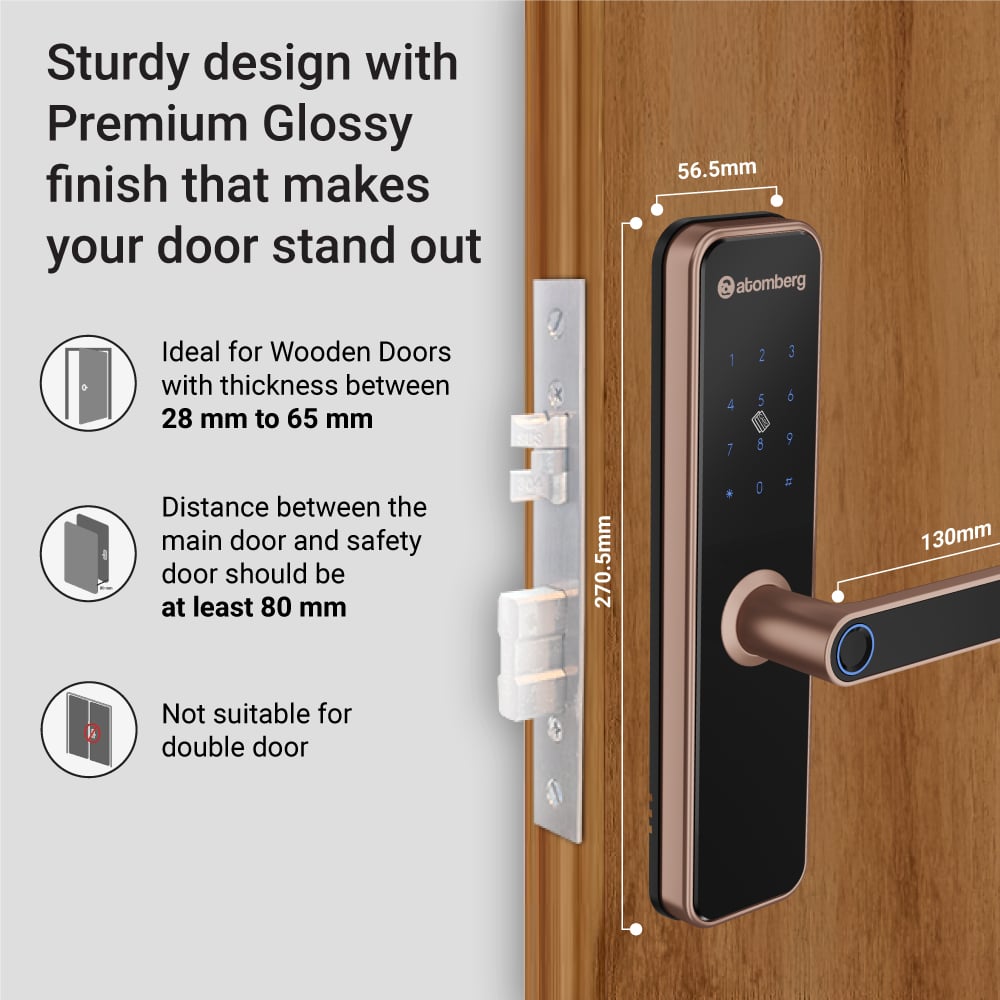 Atomberg Azhero Smart Door Lock | 6 Ways Unlocking | Fingerprint | PIN ...