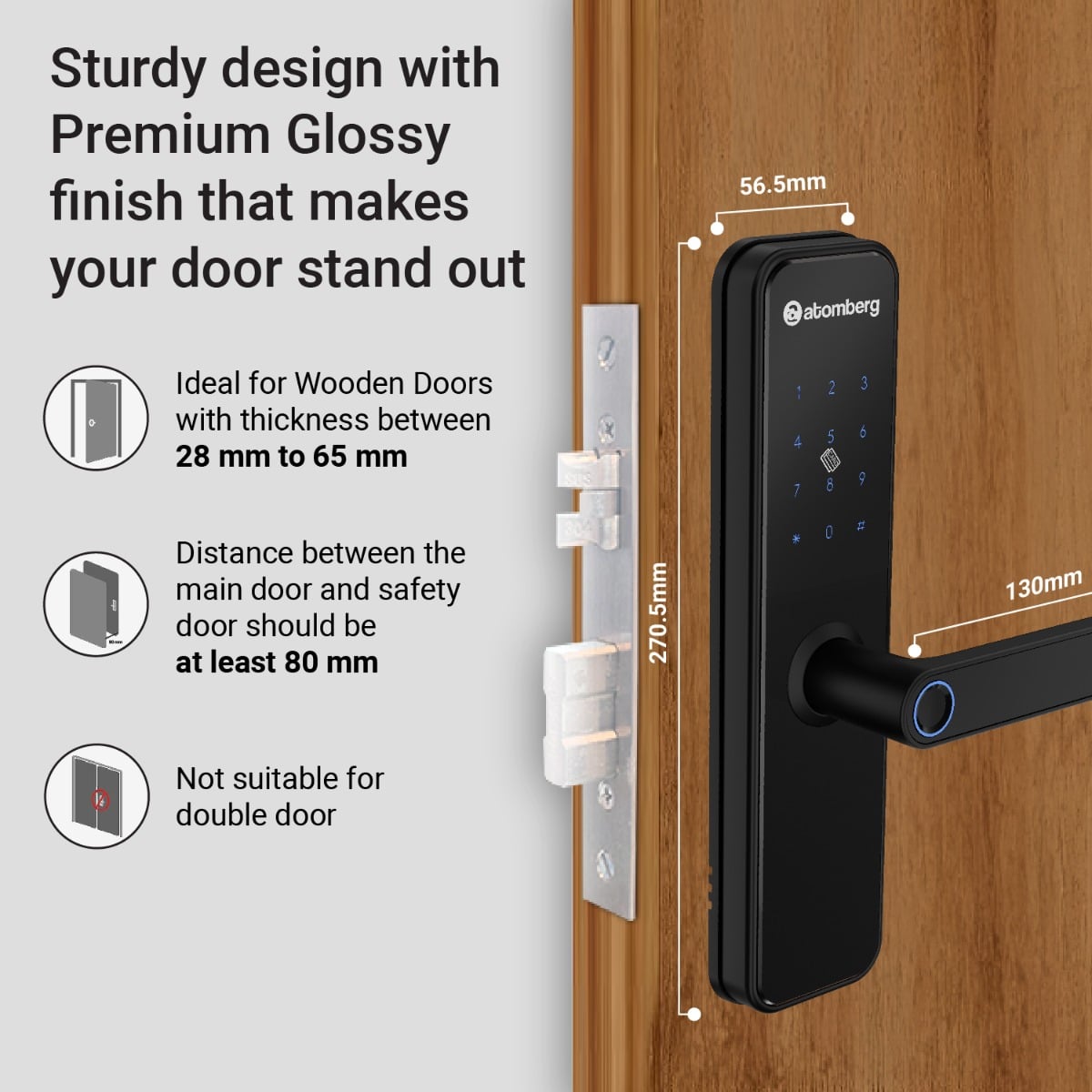 Atomberg Azhero Smart Door Lock | 6 Ways Unlocking | Fingerprint | PIN ...
